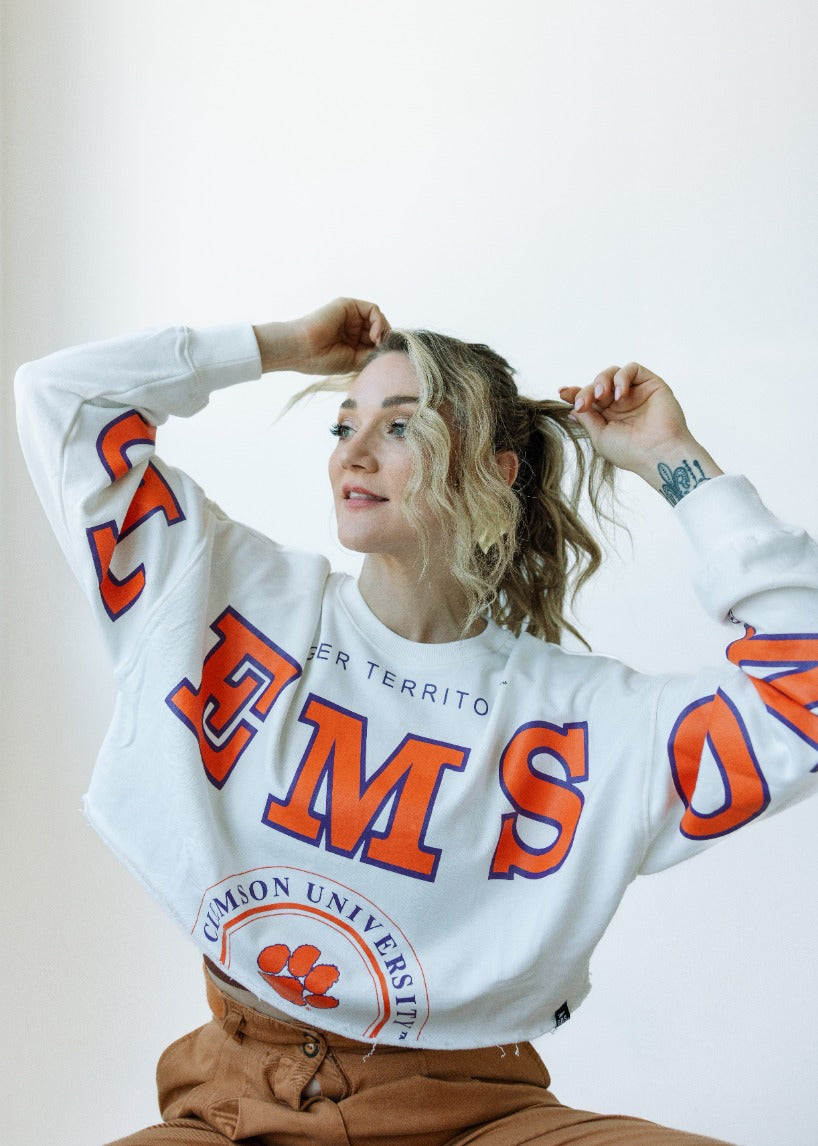 Clemson Phipps Split Cropped Longsleeve – Gameday Social Apparel Co.